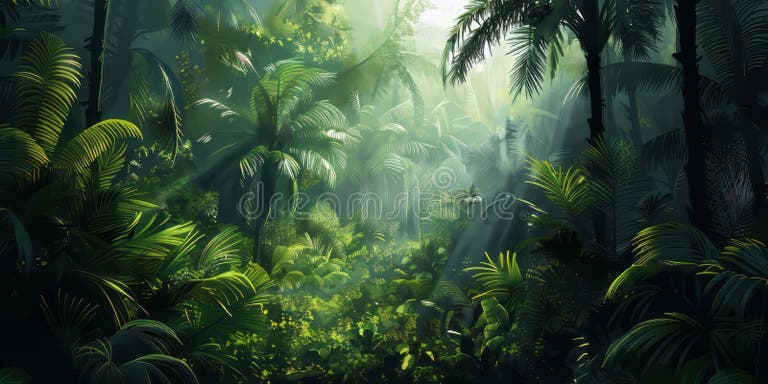 Clean, Minimalist Rainforest Scene. Stock Illustration - Illustration ...