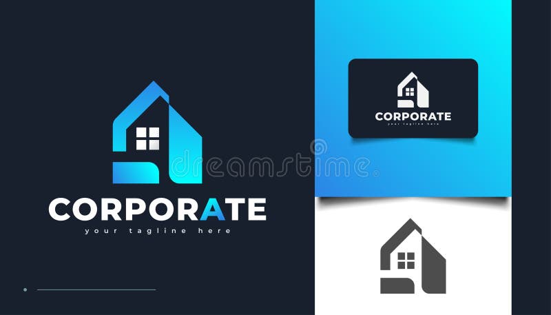 Clean and Minimalist Real Estate Logo Design in Blue Gradient Stock ...