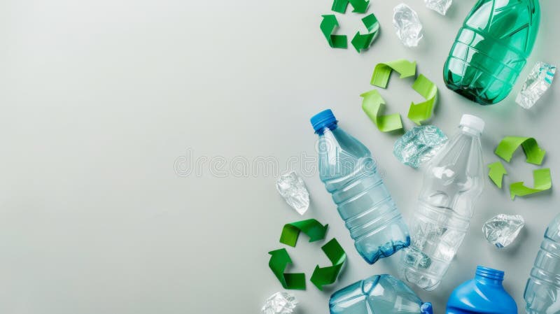 A Clean, Minimalist Setup of Recyclable Items and Recycling Symbols ...