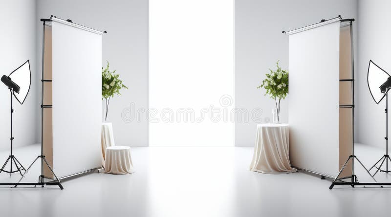 Clean Minimalist Studio Photography Setup with White Backdrop and ...