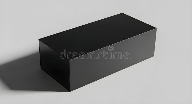 Sleek Black Rectangular Box on a Light Gray Background with Shadow ...