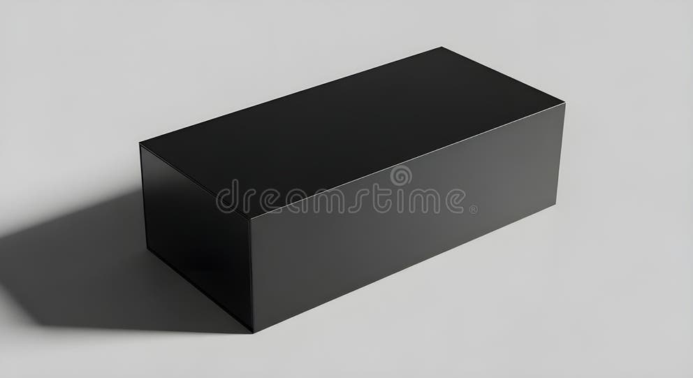 Sleek Black Rectangular Box on a Light Gray Background with Shadow ...