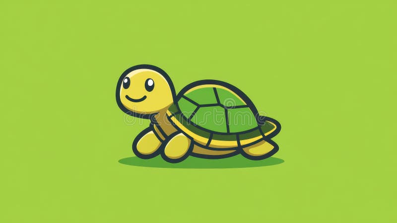 A Clean, Minimalist Turtle Illustration with a Simple Shell and Basic ...
