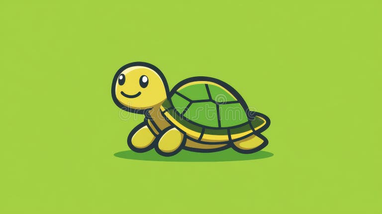 A Clean, Minimalist Turtle Illustration with a Simple Shell and Basic ...