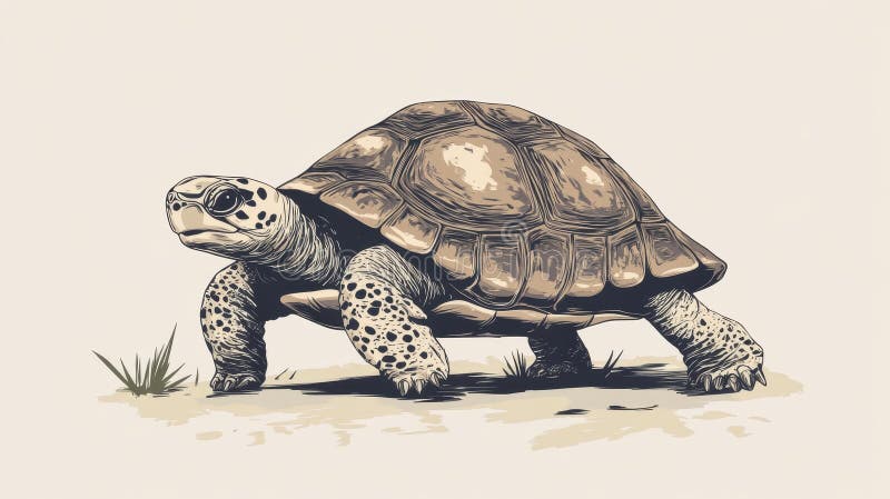 A Clean, Minimalist Turtle Illustration with a Simple Shell and Basic ...