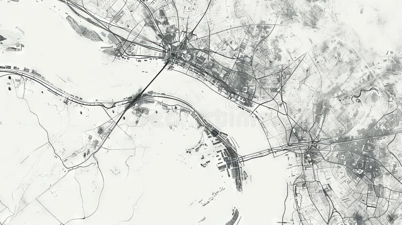 Clean and Minimalist Urban Map Artwork with a Monochrome Palette on ...