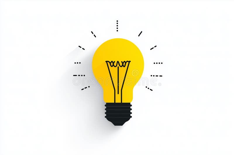 A Clean, Minimalist Vector-style Icon of Yellow a Light Bulb Stock ...