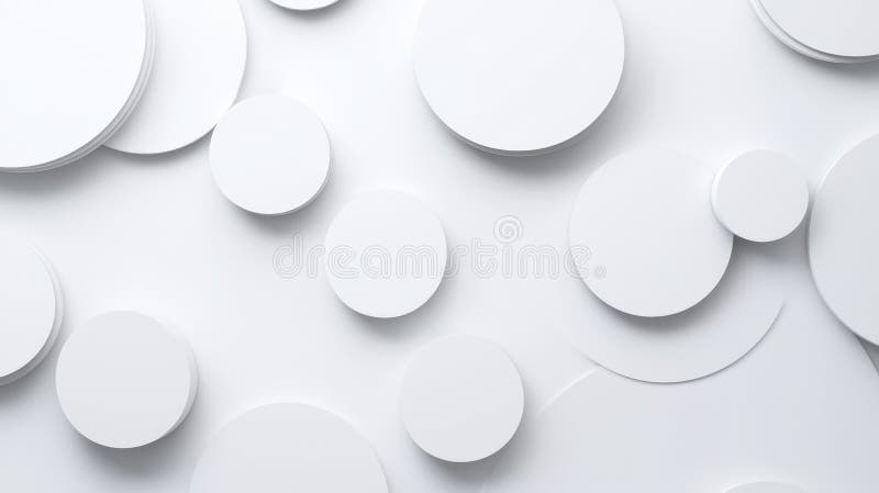 Clean Minimalist White Canvas with Circular Forms on Surface Stock ...