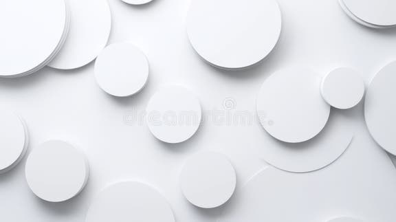 Clean Minimalist White Canvas with Circular Forms on Surface Stock ...