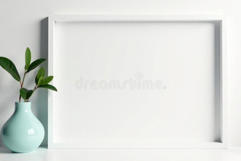 Clean Minimalist White Frame Border on White Backdrop, Bright ...