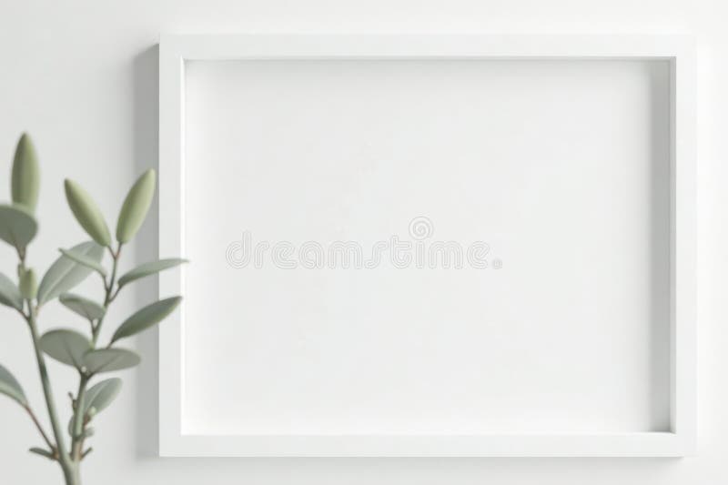 Clean Minimalist White Frame Border on White Backdrop, Presentation ...