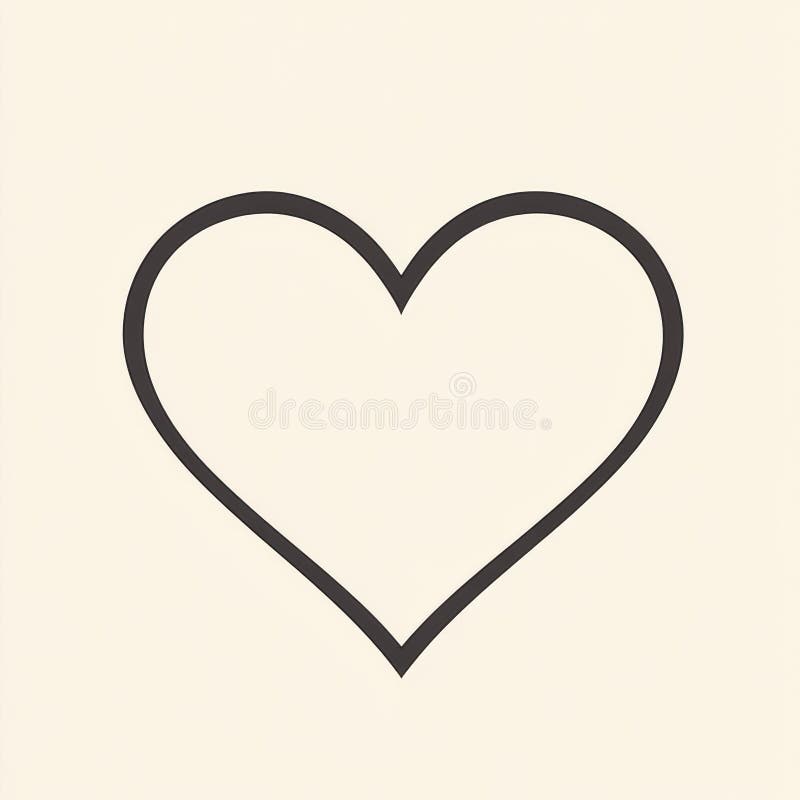 Simple Heart Outline Illustration on a Neutral Background for Love and ...