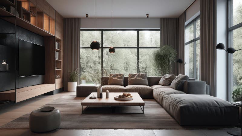 Clean and Minimalistic Interior Design. AI Generated Stock Illustration ...