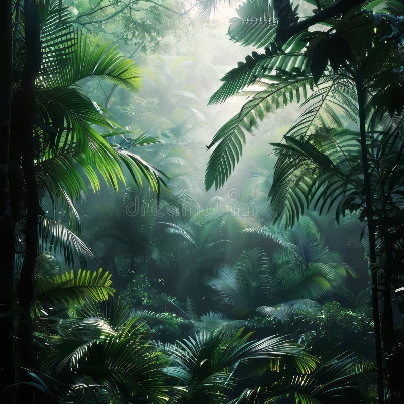 Clean, Minimalistic Rainforest Tropic Landscape Stock Illustration ...
