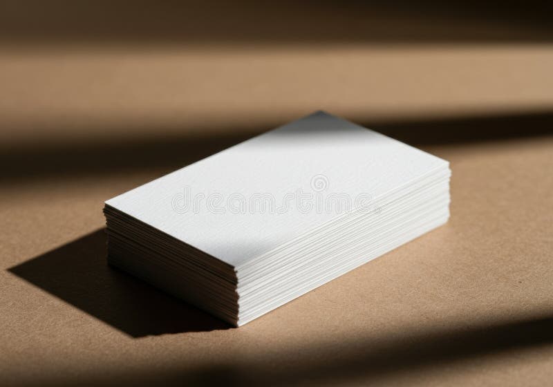 Blank Business Card Mockup Stacked on a Brown Background Stock Photo ...