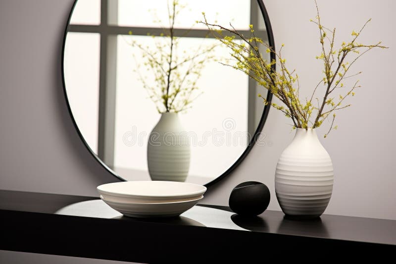 A Clean Mirror Reflecting a Simple Scene Stock Photo - Image of ...