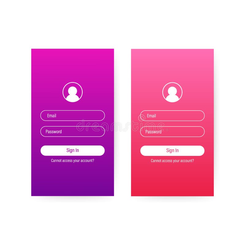 Clean Mobile Ui Design Concept Login Application With Password Form Window Stock Vector
