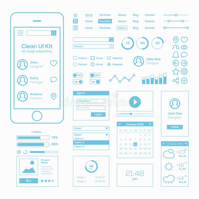Flat Mobile Web UI Kit stock vector. Illustration of menu - 52107338 Flat Mobile Web UI Kit stock vector. Illustration of menu - 52107338