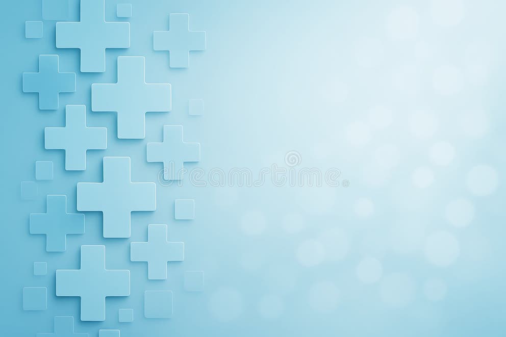 Abstract Medical Background with Light Blue Plus Symbols and Bokeh ...