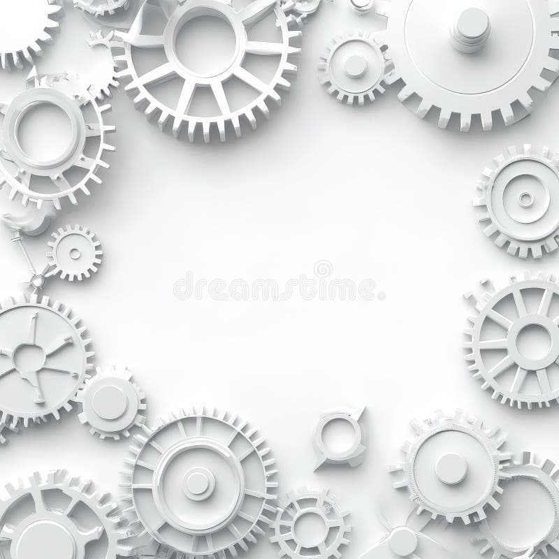White Gears and Cogs Background for Technology and Engineering Themes ...