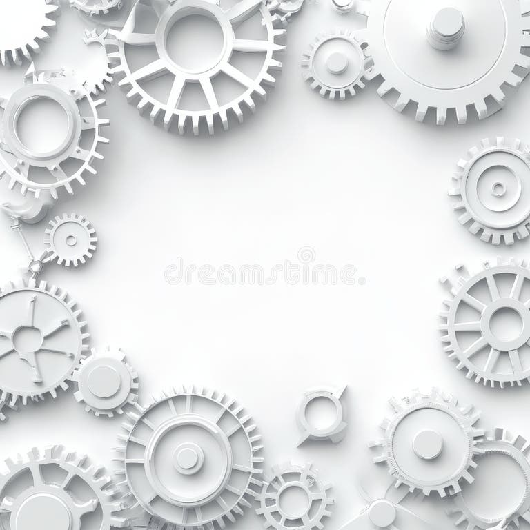 White Gears and Cogs Background for Technology and Engineering Themes ...