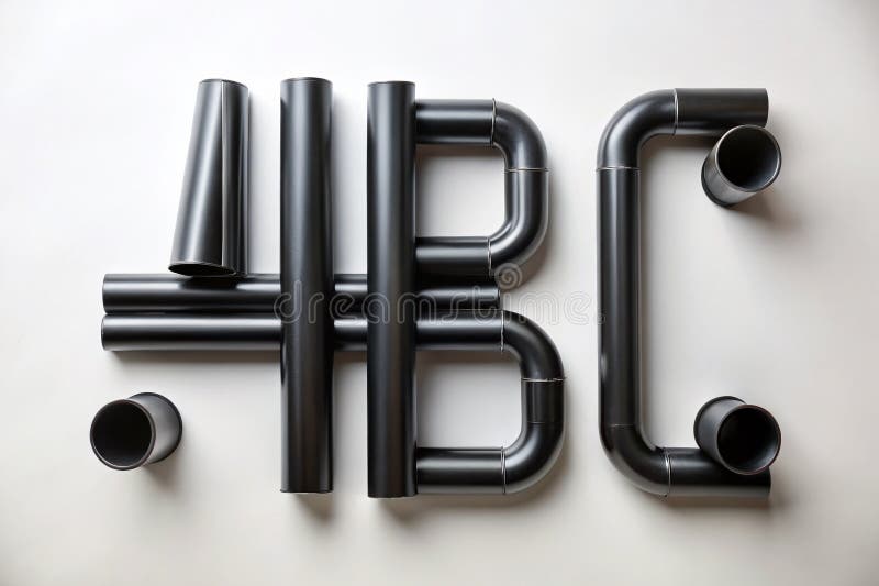 Clean Modern Black Alphabet Letters Pipe Design Flat Vector ...