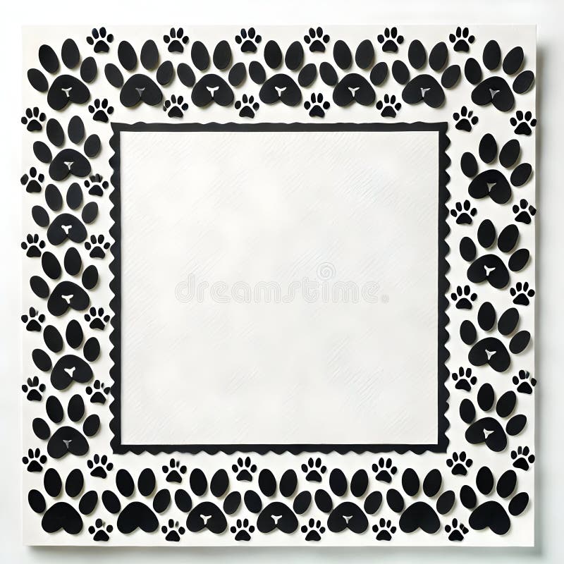 Minimalist Black Animal Paw Print Frame Stock Illustration ...