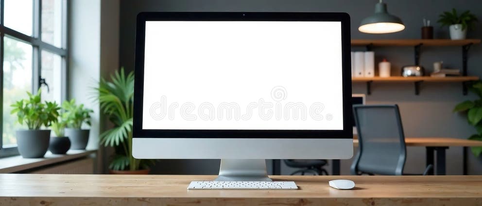 Clean Modern Blank Desktop Computer Screen Mockup for Professional ...