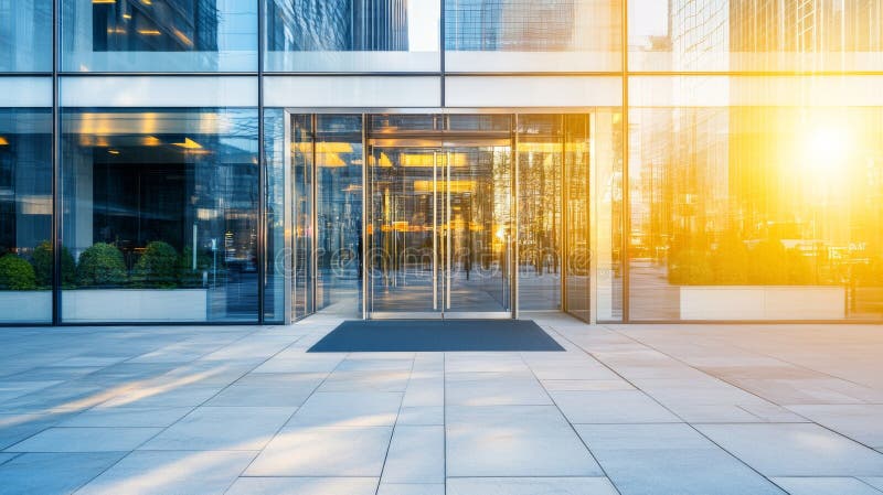 Clean and Modern Building Facade with a Blank Billboard and Glass ...