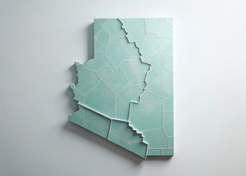 Clean Modern 3D Arizona State Map a Geometric Design for Digital Art ...