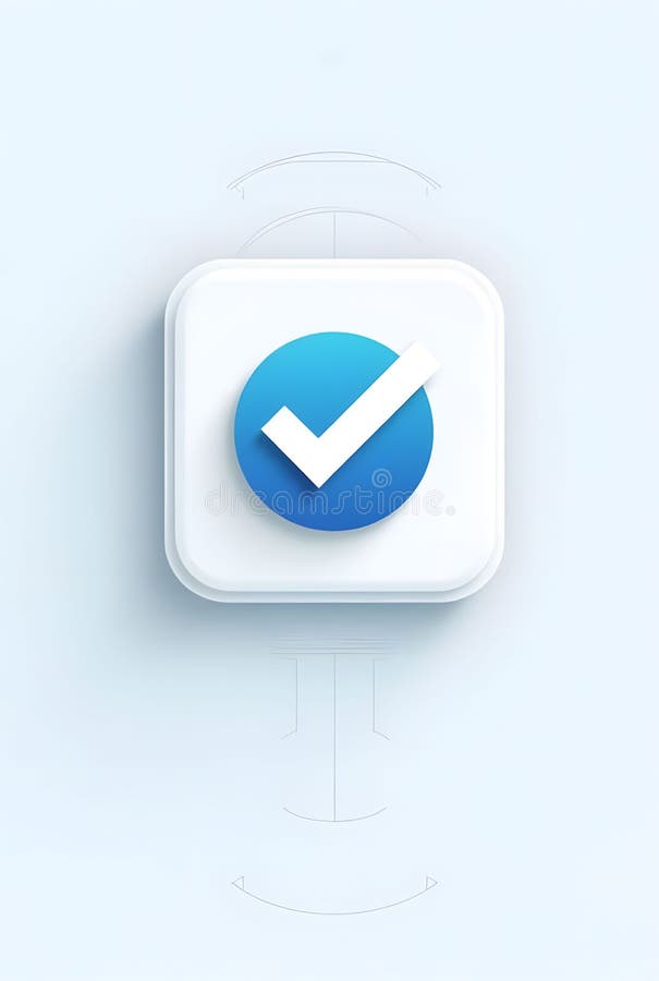 Blue Checkmark Icon on Rounded White Button Stock Illustration ...