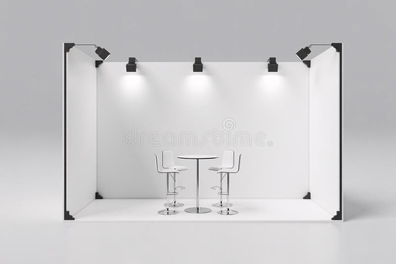 Minimalist Exhibition Booth with Furniture Stock Illustration ...