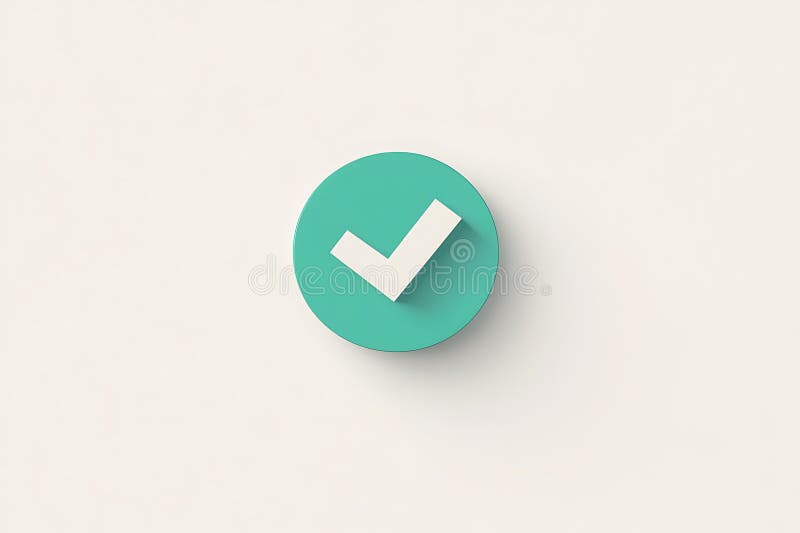 3D Teal Circle Checkmark Icon Minimalist Approval Symbol for UI Design ...