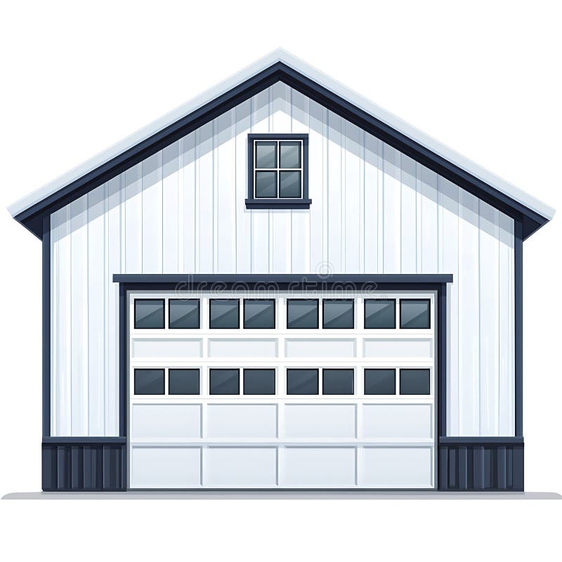 Modern Garage with Sectional Door and Upper Window Stock Illustration ...