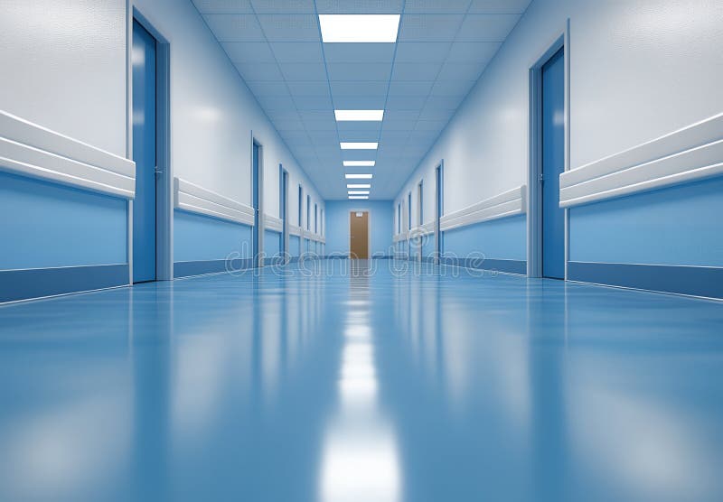 Clean Modern Hospital Corridor Interior Design Stock Illustration ...