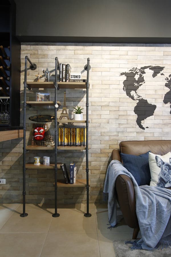 Interior Living Room of a Bachelor`s Apartment Stock Photo - Image of ...