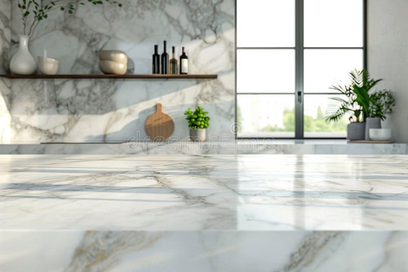 Clean and Modern Kitchen Countertop with Marble Texture Stock ...