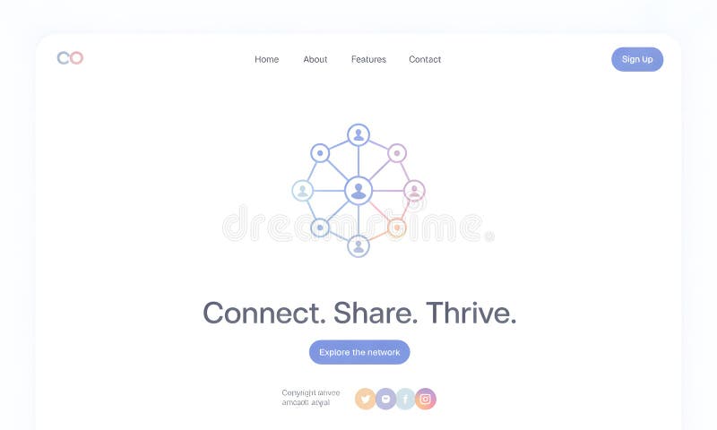 Connect, Share, Thrive: Network Landing Page Stock Illustration ...