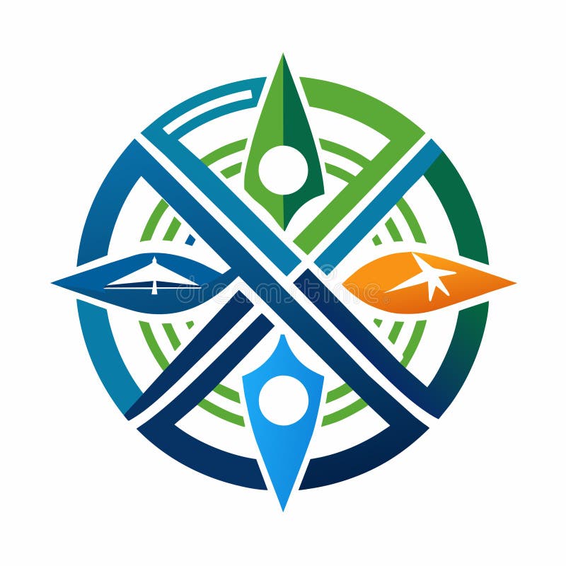 A Clean, Modern Logo Featuring a Compass with Intersecting Paths ...