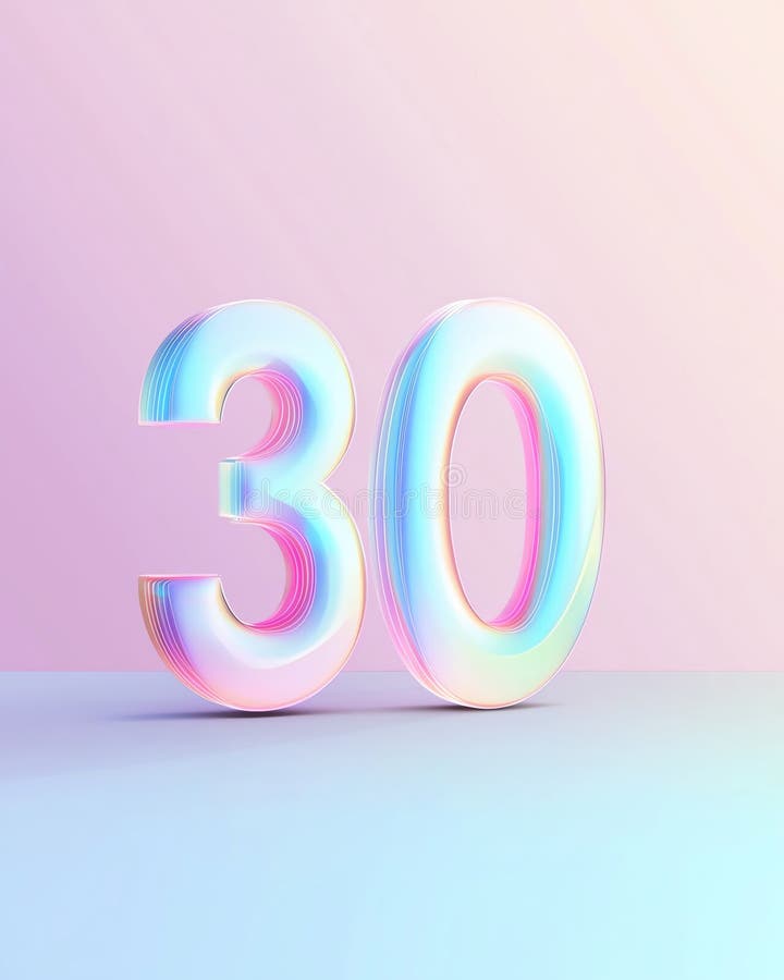 Clean and Modern Number 30 with Sharp Vector Precision, Soft Pastel ...