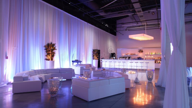 Clean and Modern Party Setup with Minimalist Decor Stock Illustration ...