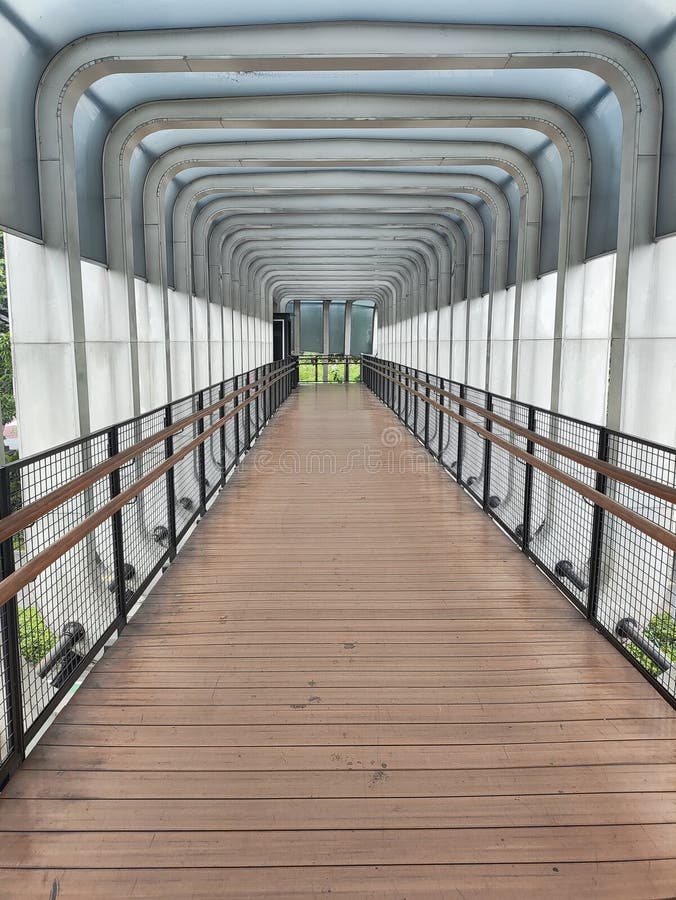 Clean Modern Pedestrian Bridge Stock Photo - Image of structure, wooden ...