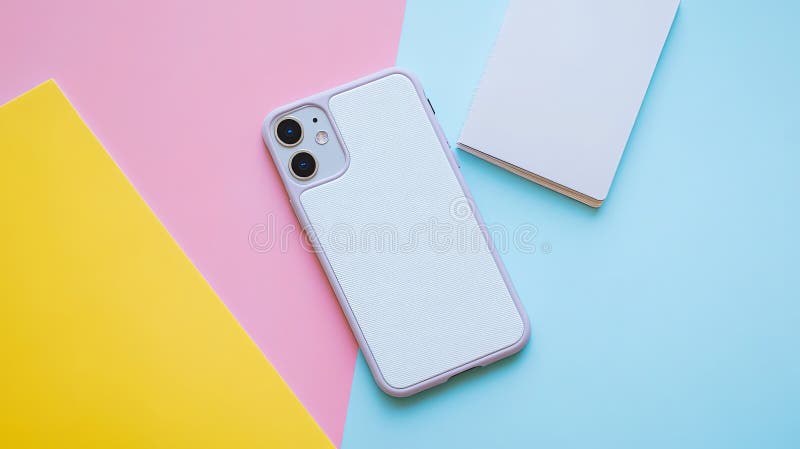 Clean Modern Phone Case Lying Next Blank Notepad Pastel Stock Photos ...