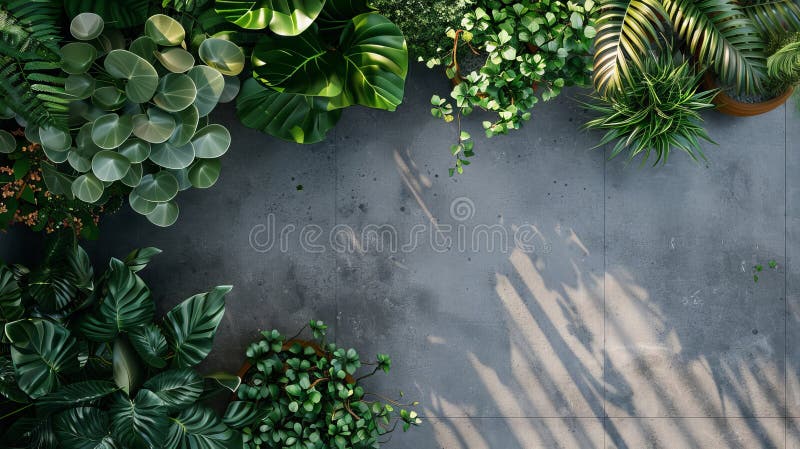 Clean and Modern Plant Design, Top-down Stock Illustration ...