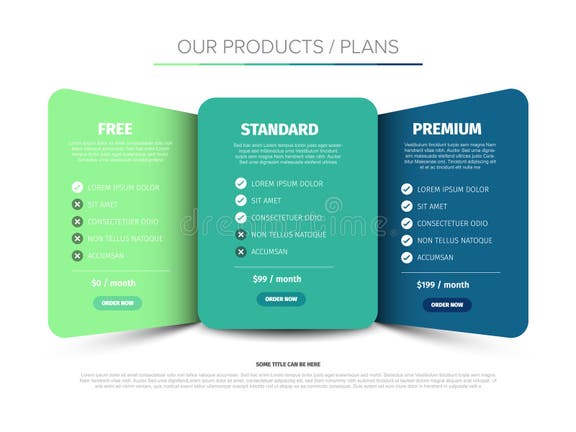 Pricing Plan Comparison Template - Free, Standard and Profi Version ...