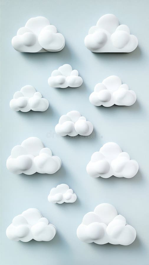 Clean and Modern Set of Minimalist White Cloud Icons Stock Illustration ...