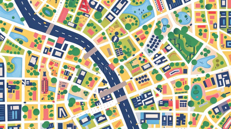 Clean and Modern Urban Map Illustration with a White Background Stock ...