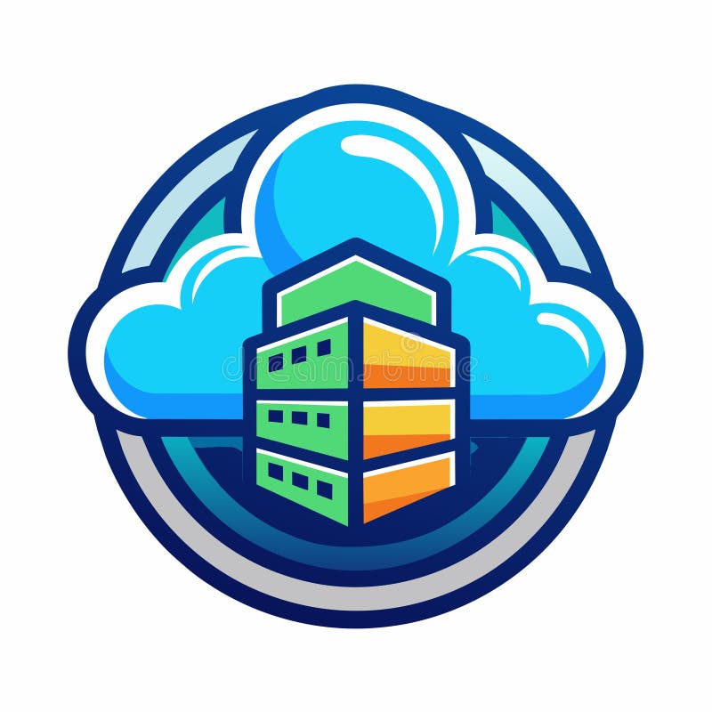 A Clean and Modern Vector Logo Depicting a Blue Cloud with a Multi ...