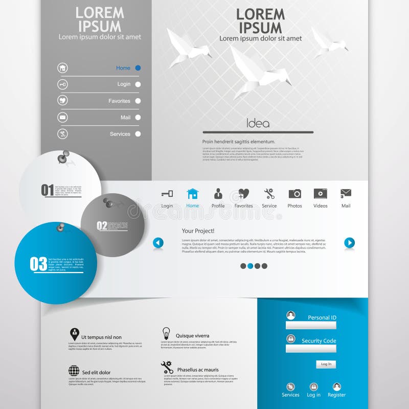 Clean Blue Website Design Template Stock Vector - Illustration of ...