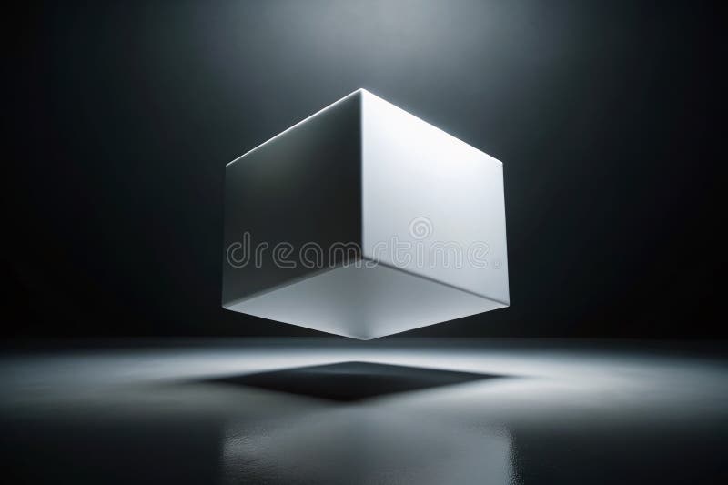 Clean Modern White Cube on Black Background Ideal for Product ...